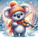 Cute Winter Koala Clipart Bundle, Festive Watercolor Clip Art Images ...