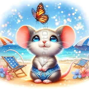 Cute Summer Animals and Butterflies Clipart Bundle, Watercolor Clip Art ...