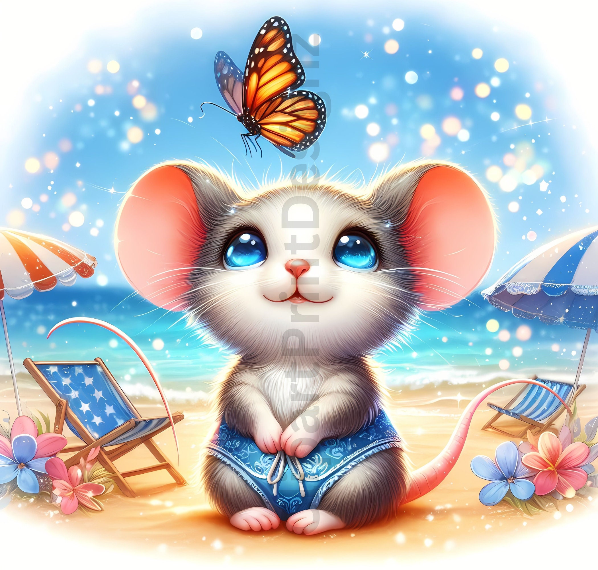 Cute Summer Animals and Butterflies Clipart Bundle, Watercolor Clip Art ...