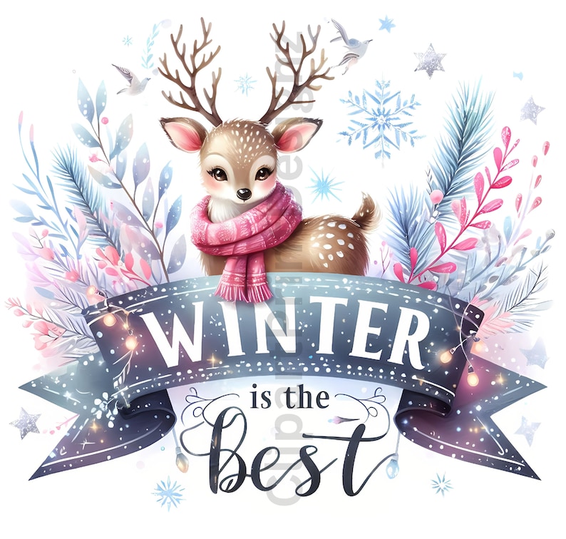 Winter Banners Clipart Bundle, Watercolor Clip Art Images, High Quality ...