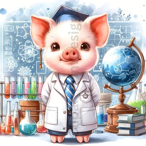 Cute Back to School Pigs Clipart Bundle, Watercolor Pig Clip Art Images ...