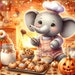 Cute Fall Elephants Clipart Bundle, Watercolor Elephant Clip Art Images ...