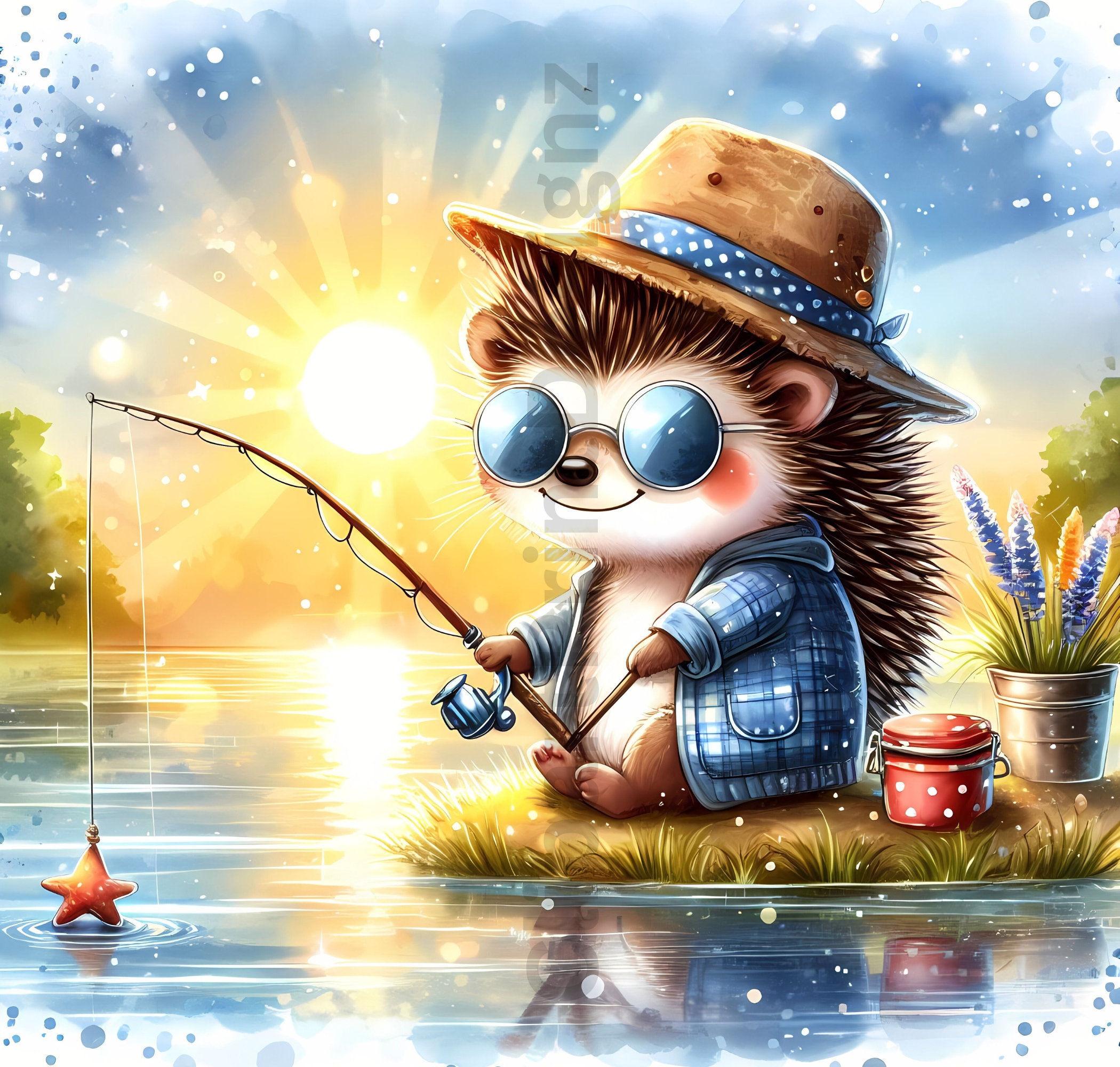 Cute Summer Hedgehogs Clipart Bundle, Watercolor Hedgehog Clip Art ...