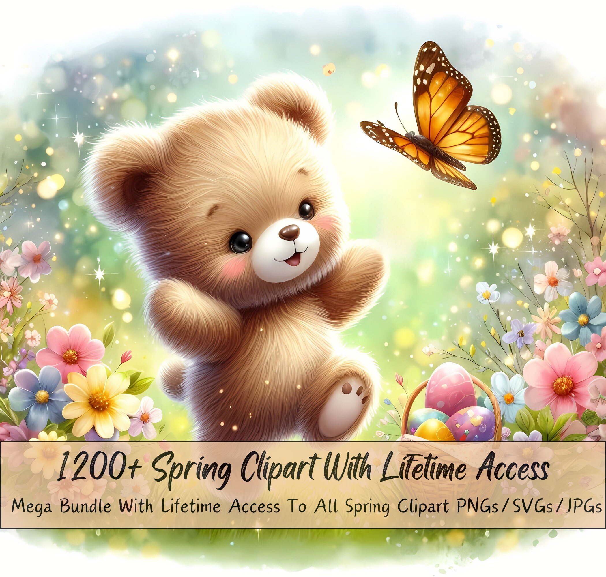 1200+ Spring Clipart, Mega Cute Spring Animal Bundle, Watercolor Clip ...