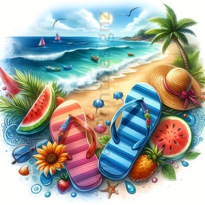 High Quality Summer Clipart Bundle, Watercolor Clip Art Images, Amazing ...