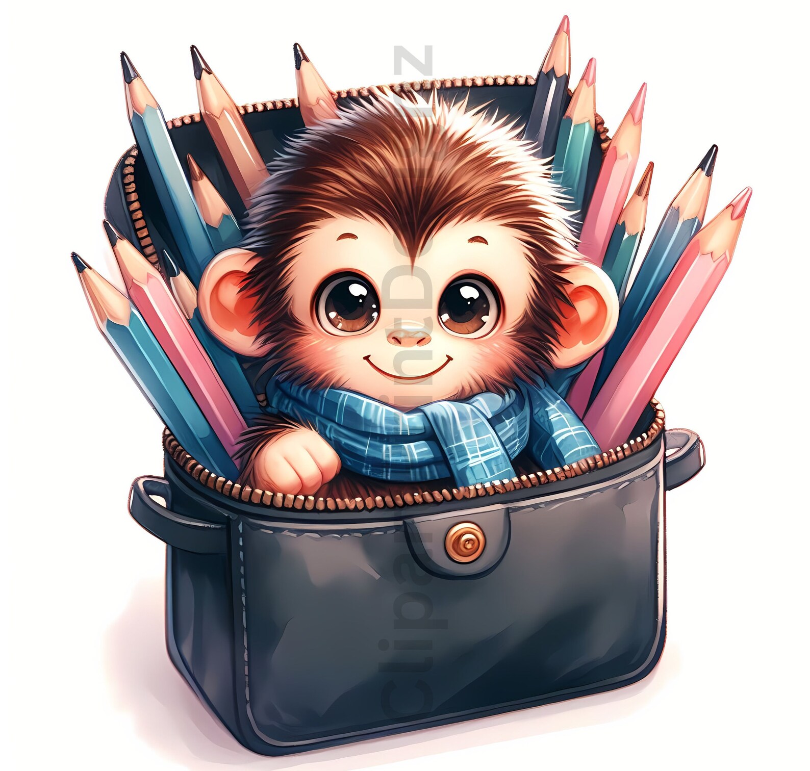 Cute Back to School Animals Peeking Out of Accessories Clipart Bundle ...