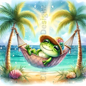 Cute Summer Frogs Clipart Bundle, Watercolor Frog Clip Art Images, High ...