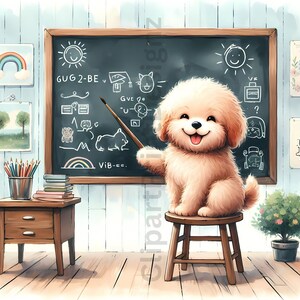 Cute Back to School Dogs Clipart Bundle, Watercolor Dog Clip Art Images ...