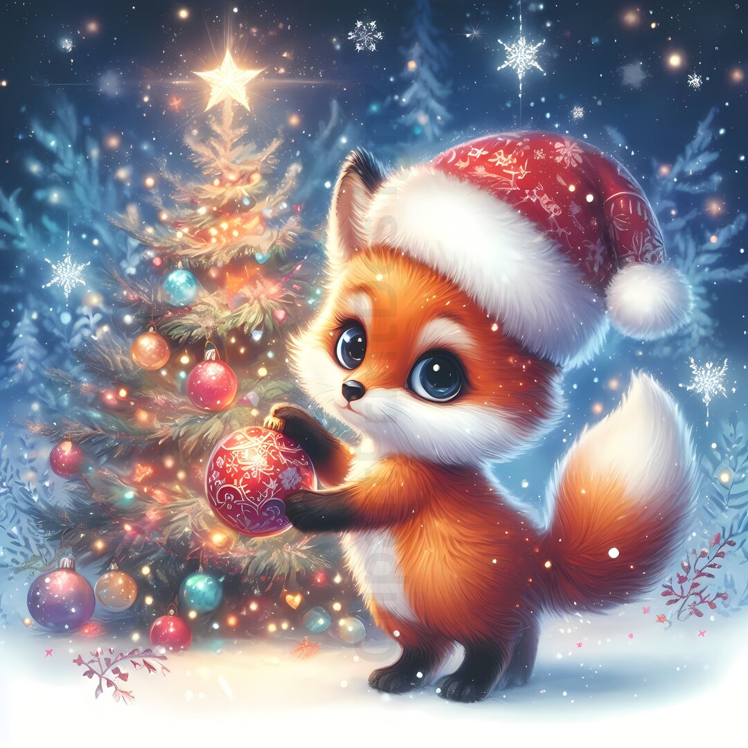 Cute Christmas Fox Clipart Bundle, Baby Animals, 28 High Quality Pngs ...