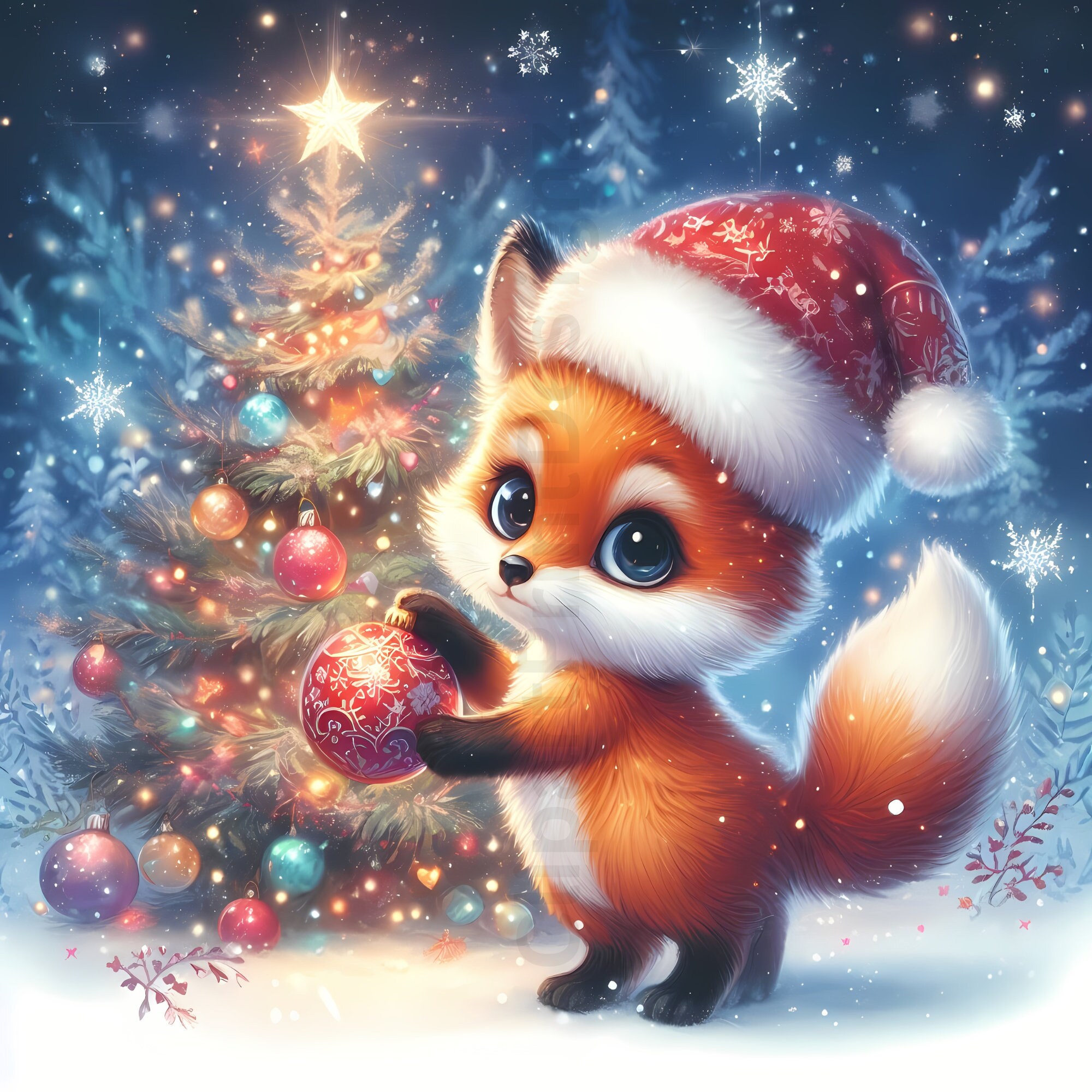 Cute Christmas Fox Clipart Bundle, Baby Animals, 28 High Quality Pngs ...