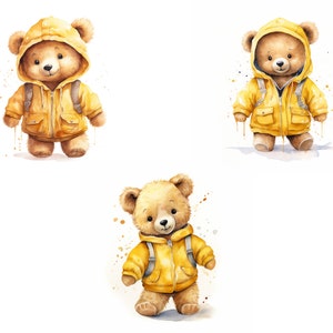 20 Watercolor Yellow Teddy Bear Clipart, Cute Teddy Bear Bundle ...