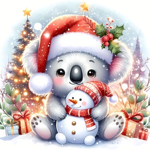 Cute Christmas Koalas Clipart Bundle, Xmas Koala Clip Art Images ...
