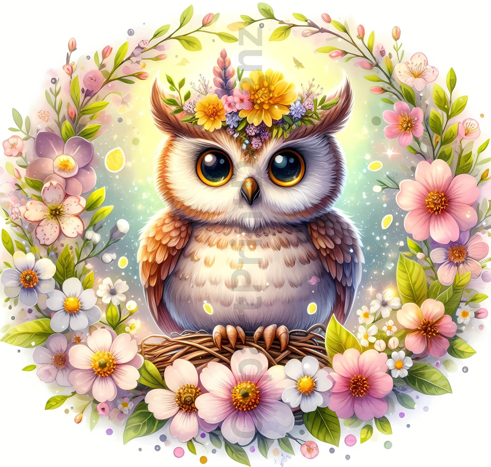 Cute Spring Owls Clipart, Watercolor Animal Images, High Quality Bundle ...
