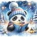 Cute Winter Panda Clipart Bundle Festive Watercolor Clip Art - Etsy