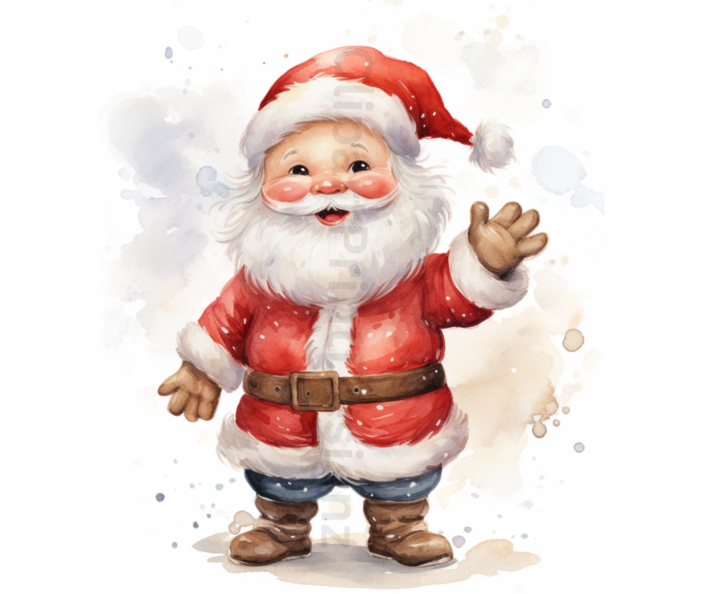 10 Cute Scandi Watercolor Christmas Santa Claus, High Quality Clipart ...