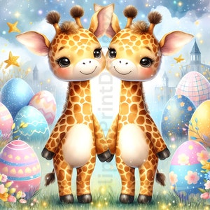 Cute Easter Giraffes Clipart, Funny Watercolor Animal Images, High ...