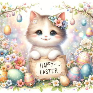 Cute Spring Cats Clipart Bundle, Watercolor Clip Art Images, 20 High ...