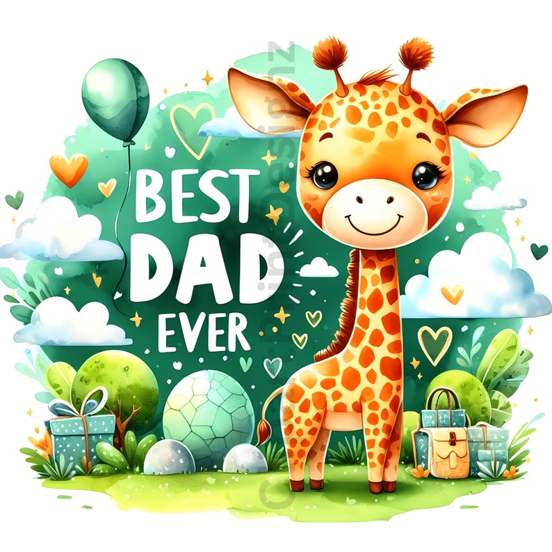 Happy Father's Day Animals Clipart Bundle, Watercolor Clip Art Images ...