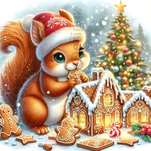 Cute Christmas Squirrels Clipart Bundle, Xmas Squirrel Clip Art Images ...