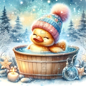 Cute Winter Duck Clipart Bundle, Festive Watercolor Clip Art Images, 20 ...