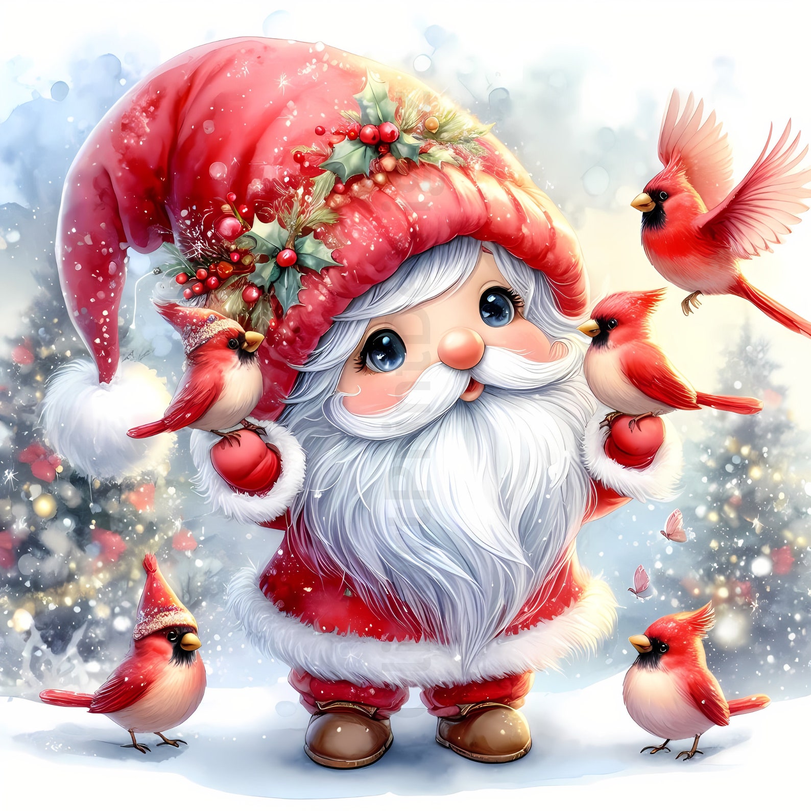 Cute Watercolor Christmas Gnomes Clipart, 15 High Quality Pngs and Jpgs ...