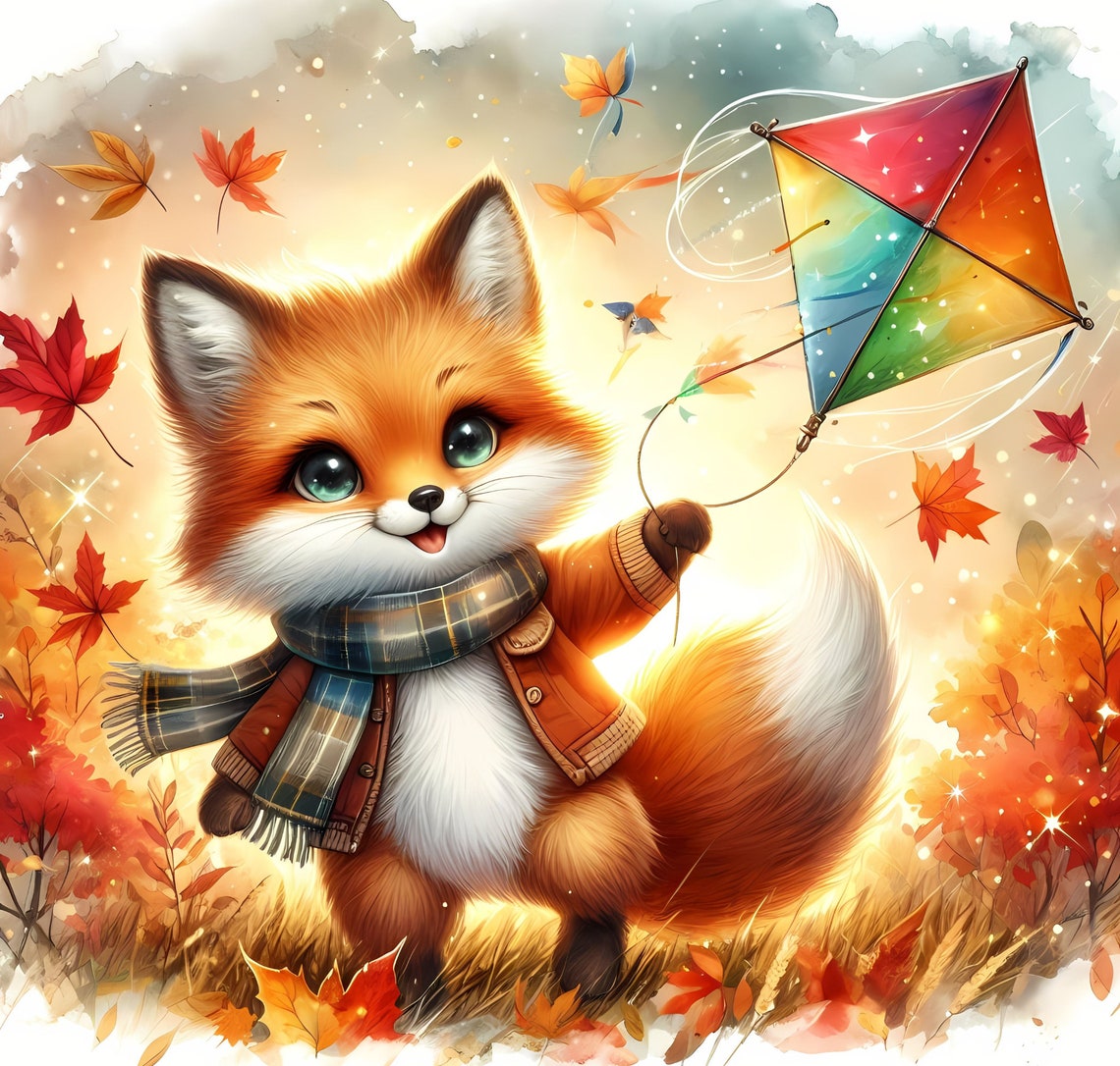 Cute Fall Foxes Clipart Bundle, Watercolor Autumn Fox Clip Art Images ...