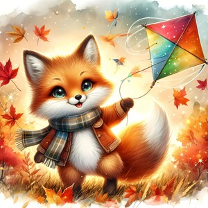 Cute Fall Foxes Clipart Bundle, Watercolor Autumn Fox Clip Art Images ...
