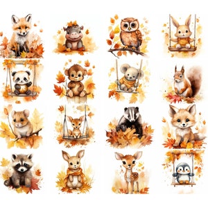 93 Watercolor Fall Animals Bundle, Cute Baby Animals, Woodland Animals ...