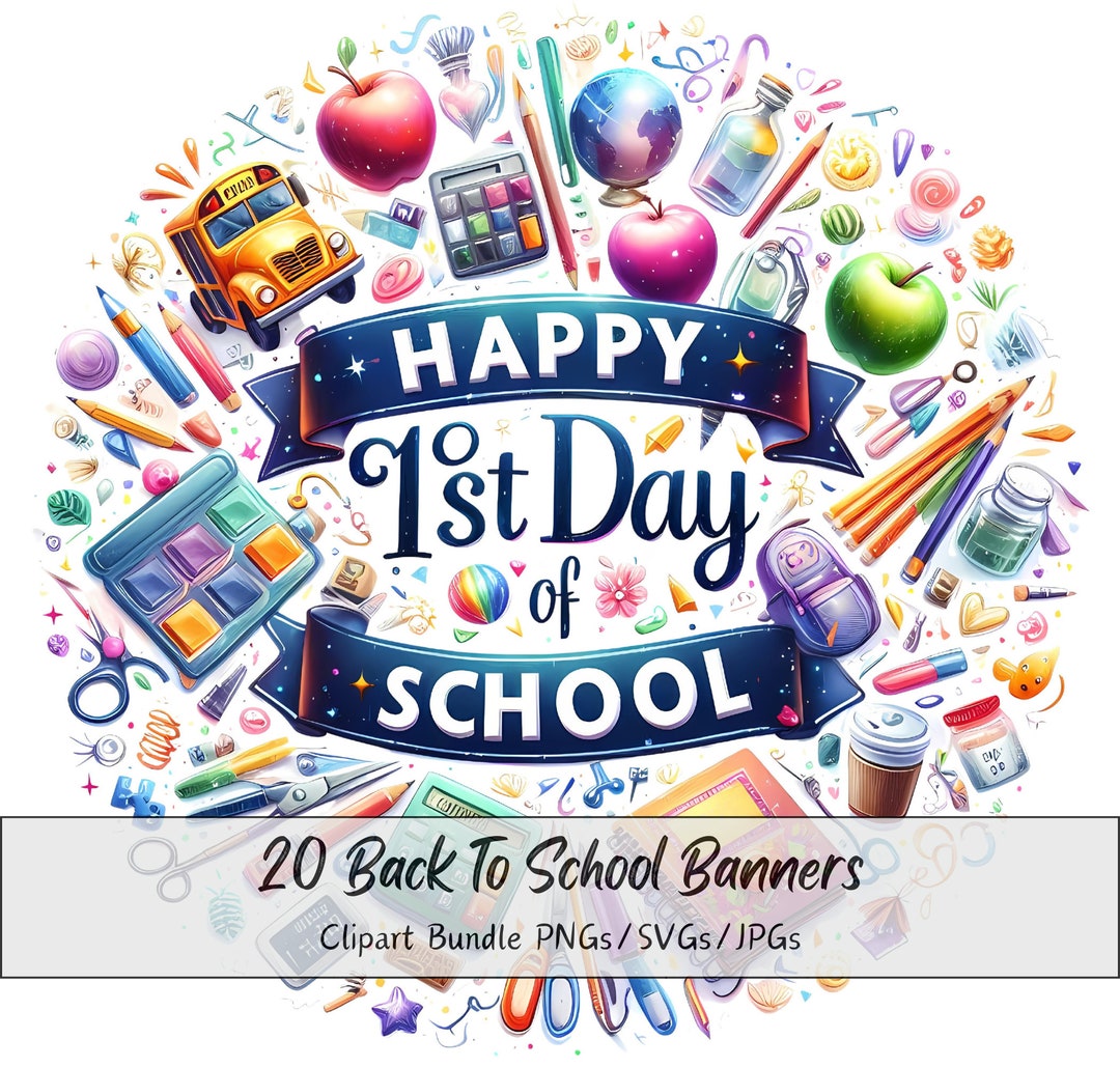 Back to School Banners Clipart Bundle, Watercolor Clip Art Images, High ...