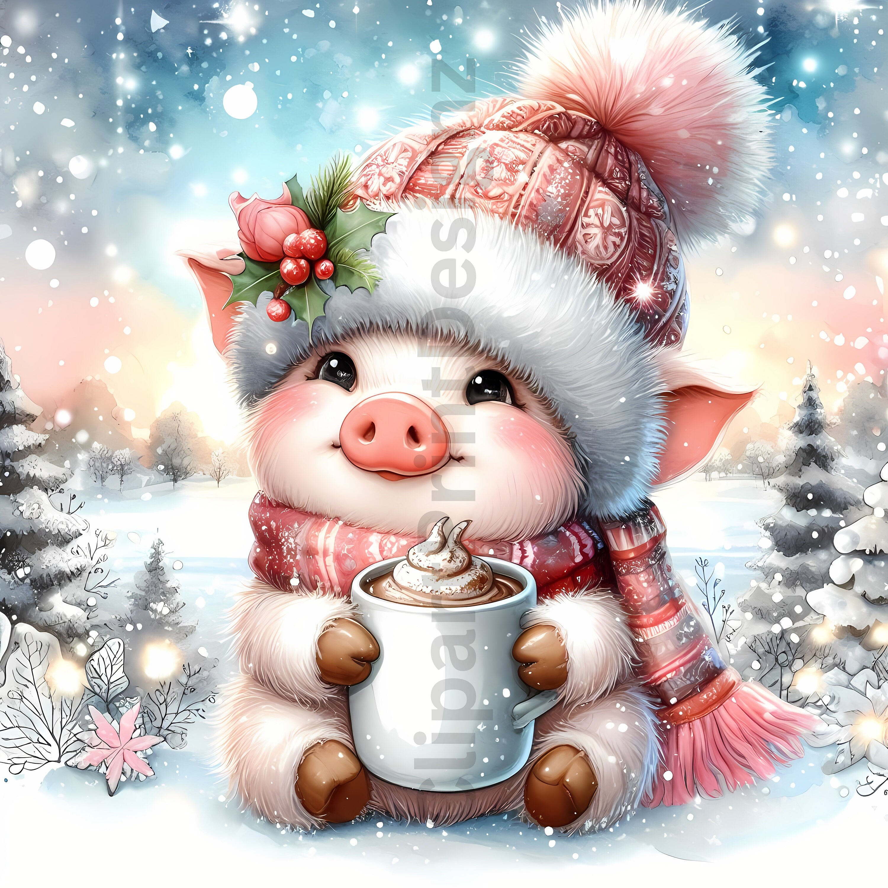 117 Cozy Winter Animals Clipart Bundle, Festive Watercolor Clip Art ...