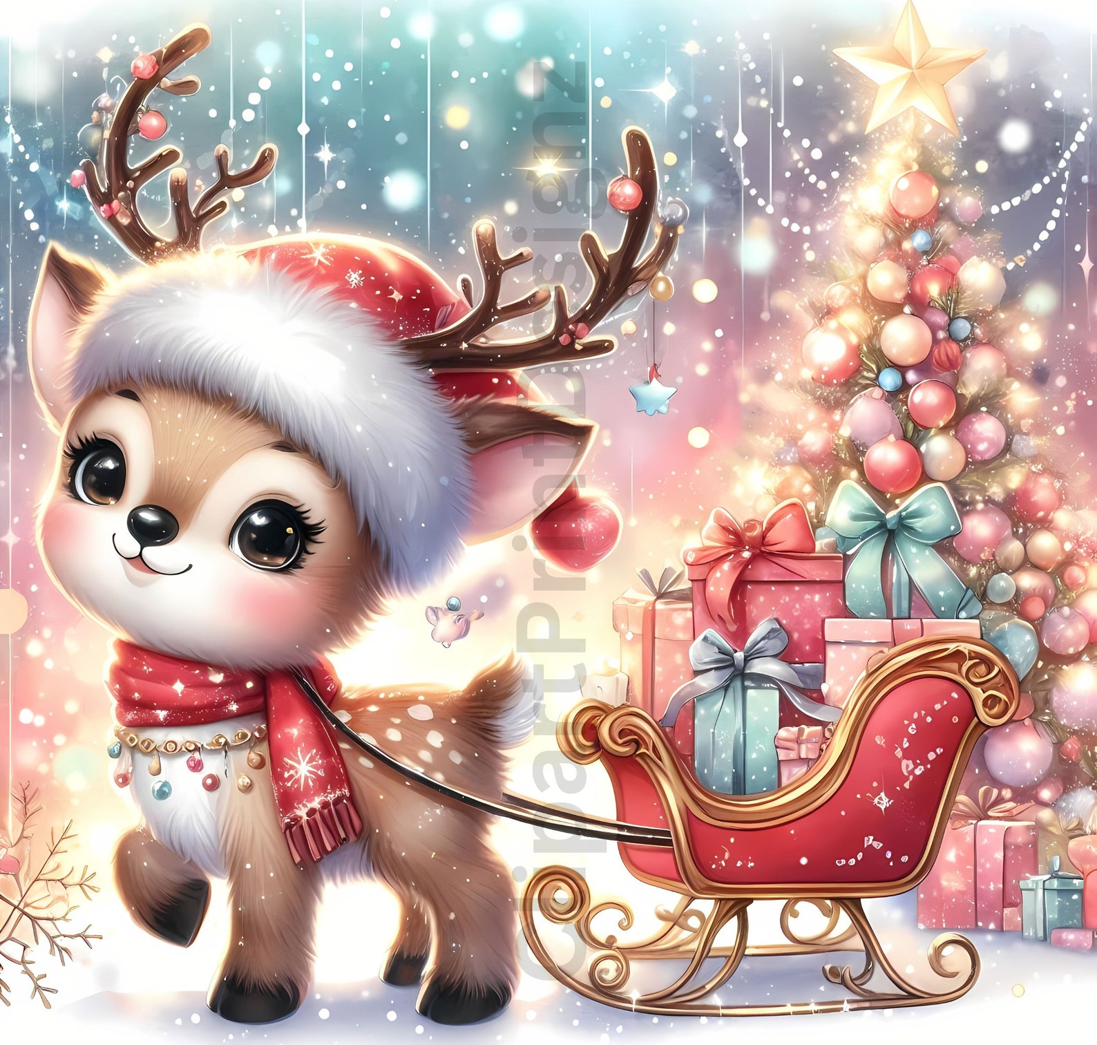 Cute Christmas Reindeers Clipart Bundle, Xmas Reindeer Clip Art Images ...