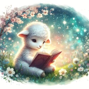 Cute Spring Lamb Clipart Bundle, Watercolor Clip Art Images, 20 High ...