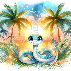 Cute Summer Snakes Clipart Bundle, Watercolor Snake Clip Art Images ...