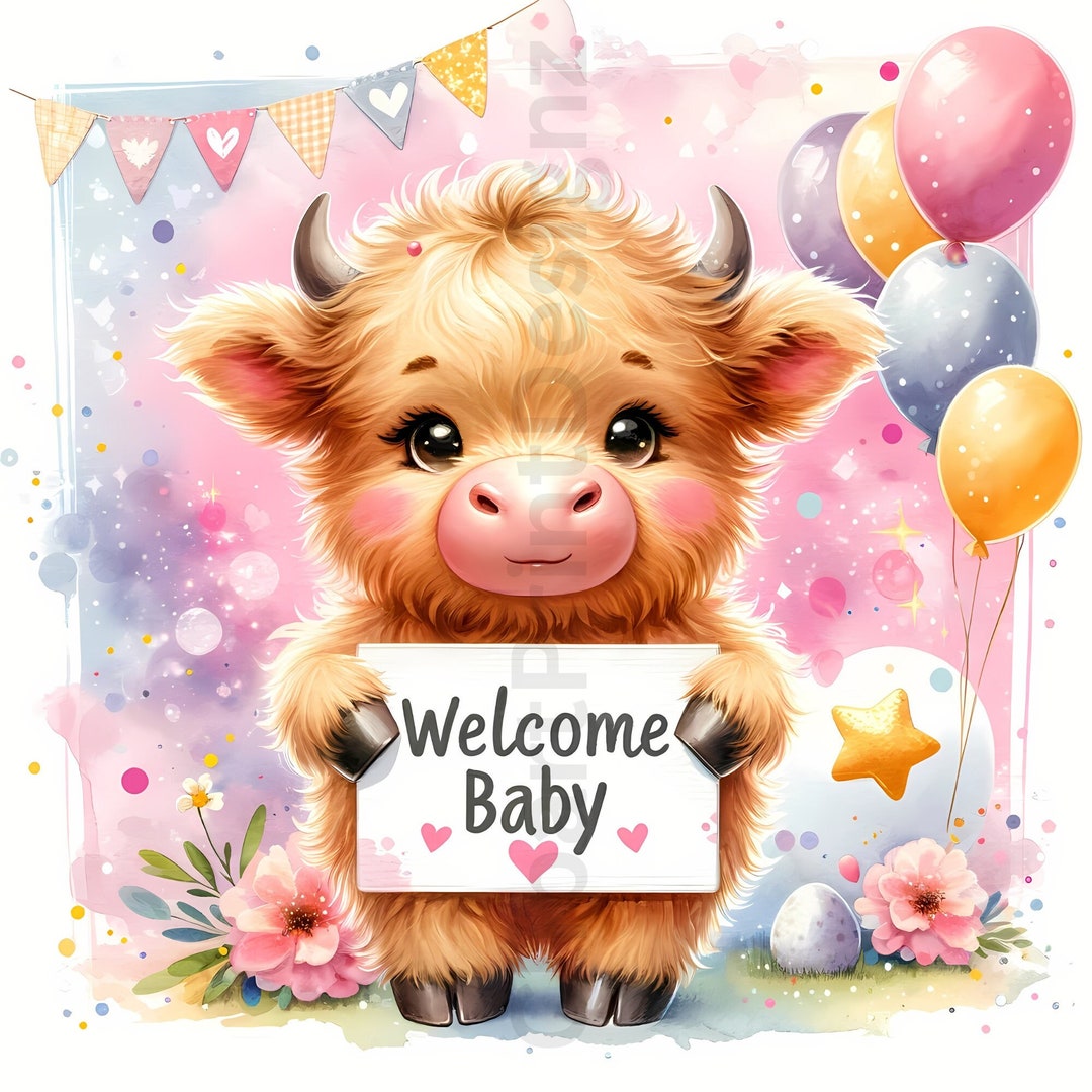 Cute Baby Shower Animals Clipart Bundle, Welcome Baby, Watercolor Clip ...