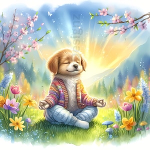 Cute Spring Dog Clipart Bundle, Watercolor Clip Art Images, 20 High ...