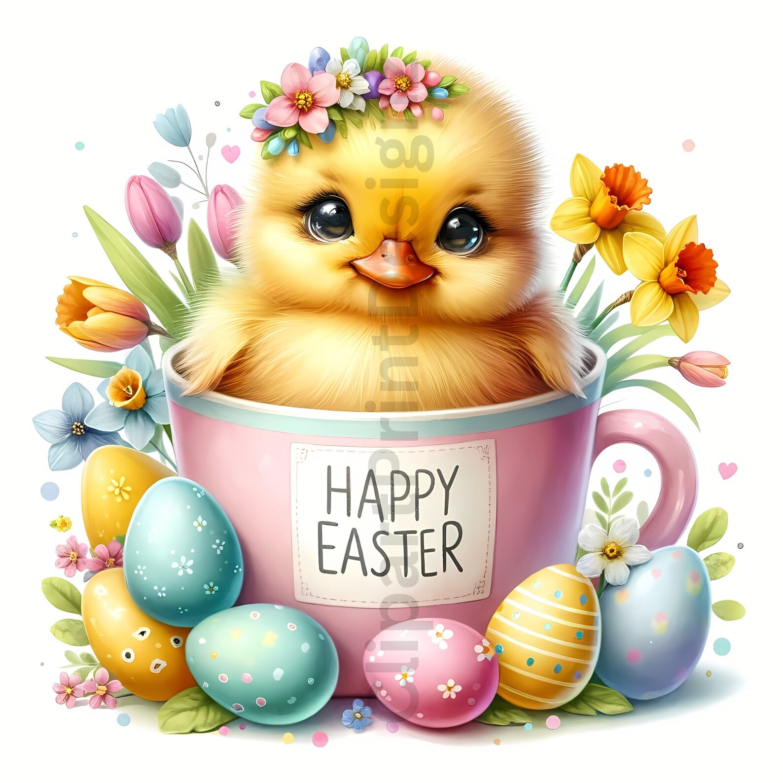 Cute Easter Animals in Easter Cups Clipart Bundle, Watercolor Clip Art ...