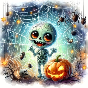 Cute Halloween Zombies Clipart Bundle, Watercolor Zombies Clip Art ...