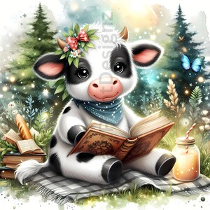 Cute Summer Cows Clipart Bundle, Watercolor Cow Clip Art Images, High ...