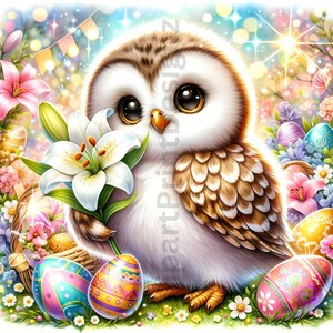 Watercolor Easter Owl Clipart, Whimsical Animal Images, Cute High ...