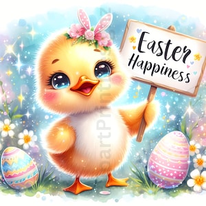 Cute Happy Easter Animals Clipart Bundle, Festive Watercolor Clip Art ...