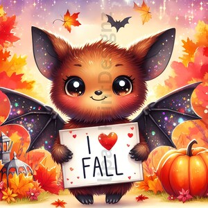 Cute Fall Bats Clipart Bundle, Watercolor Bat Clip Art Images, High ...