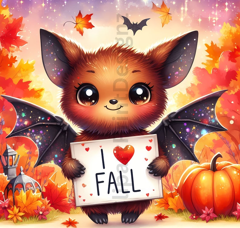 Cute Fall Bats Clipart Bundle, Watercolor Bat Clip Art Images, High ...