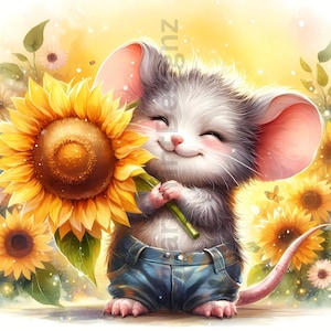 Cute Summer Mouse Clipart Bundle, Watercolor Mice Clip Art Images, High ...