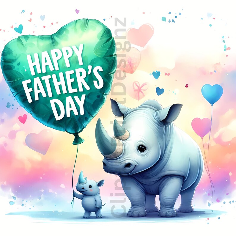 Happy Father's Day Animals Clipart Bundle, Watercolor Clip Art Images ...