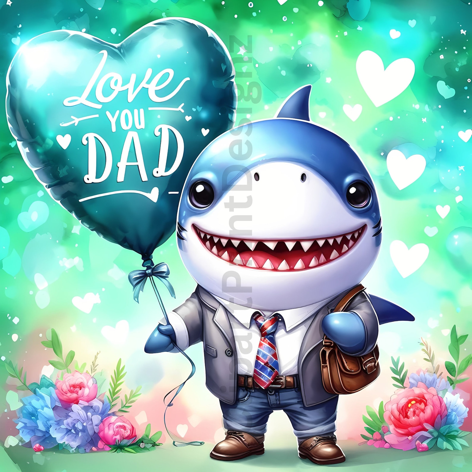 Happy Father's Day Animals Clipart Bundle, Watercolor Clip Art Images ...