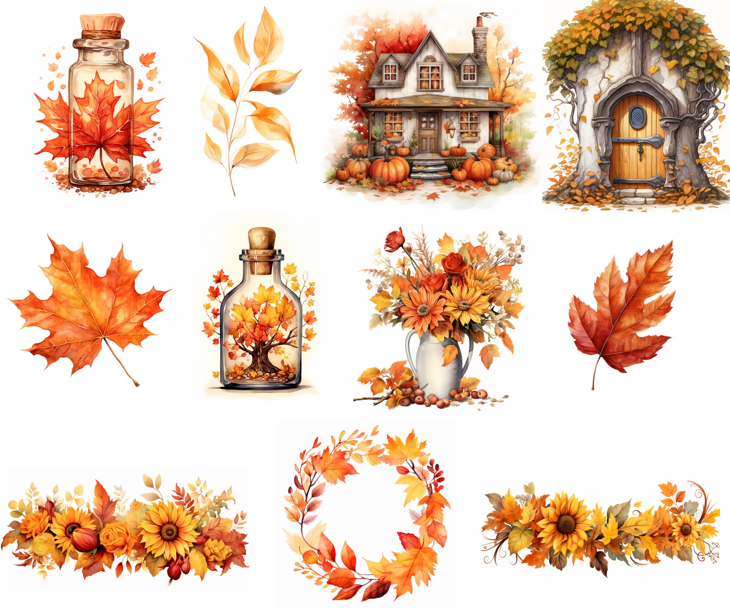 100+ Watercolor Fall Clipart Bundle, Cute Baby Fall Animals, 300 Dpi ...