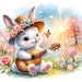 Cute Spring Bunny Clipart Bundle, Watercolor Clip Art Images, 20 High ...