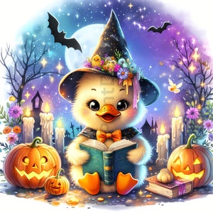 Cute Halloween Ducks Clipart Bundle, Watercolor Duck Clip Art Images ...