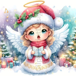 Cute Christmas Angels Clipart Bundle, Xmas Angel Clip Art Images ...
