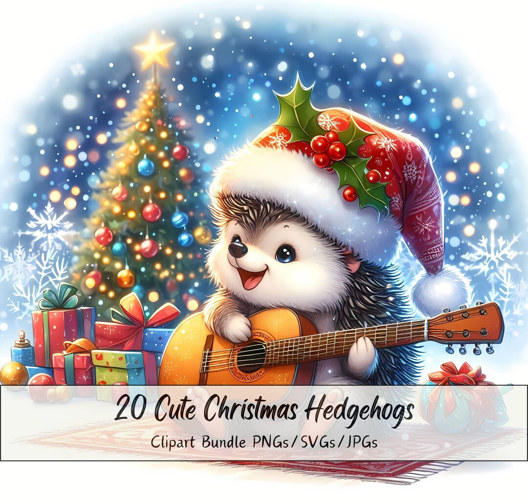 Cute Christmas Hedgehogs Clipart Bundle, Xmas Hedgehog Clip Art Images ...